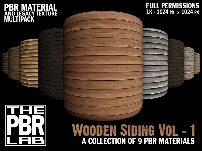Second Life Marketplace - The PBR Lab - Wooden Siding Vol 1 Multipack - PBR Materials & 3D Textures